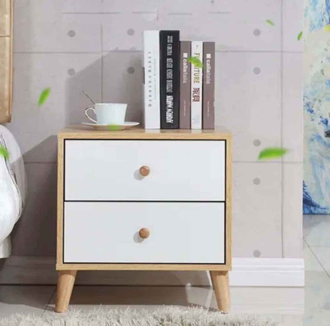 Scandi 2-Drawer Wooden Nightstand. - First Class Furniture