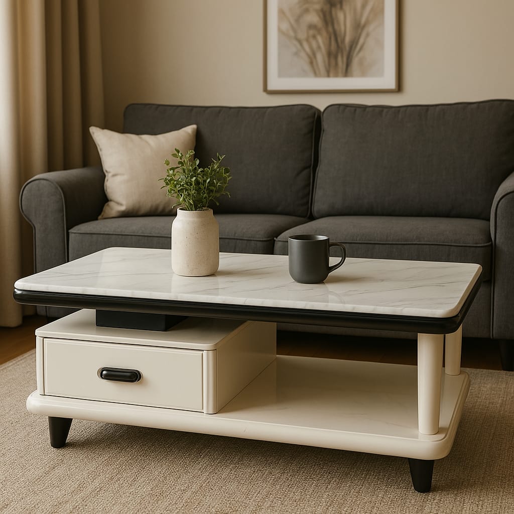 Modern Rectangular Marble Coffee Table. - First Class Furniture